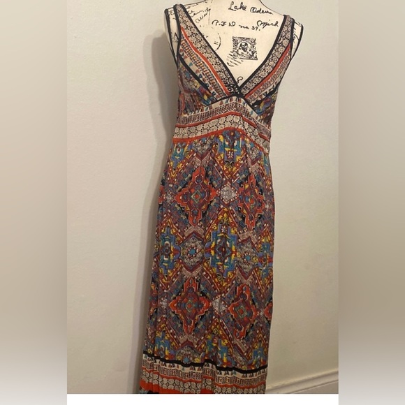 Nostalgia | Dresses | Nostalgia Boho Print Maxi Dress Medium | Poshmark